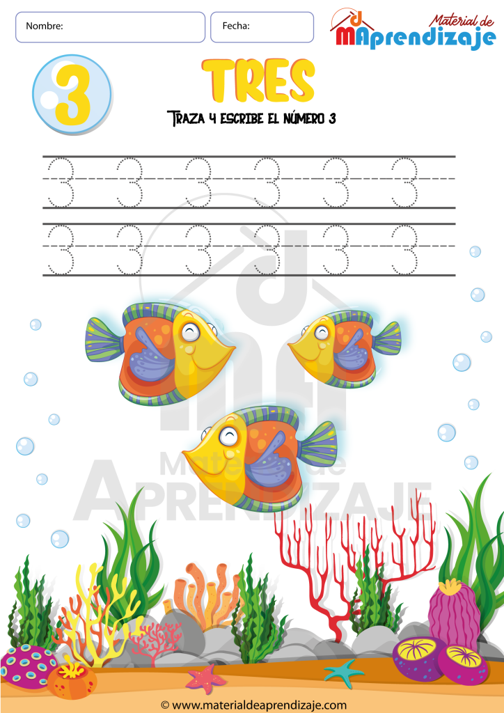 Fichas de aplicación “El número 3” | Material de Aprendizaje