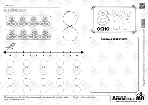 Fichas de aplicación “El número 8” | Material de Aprendizaje