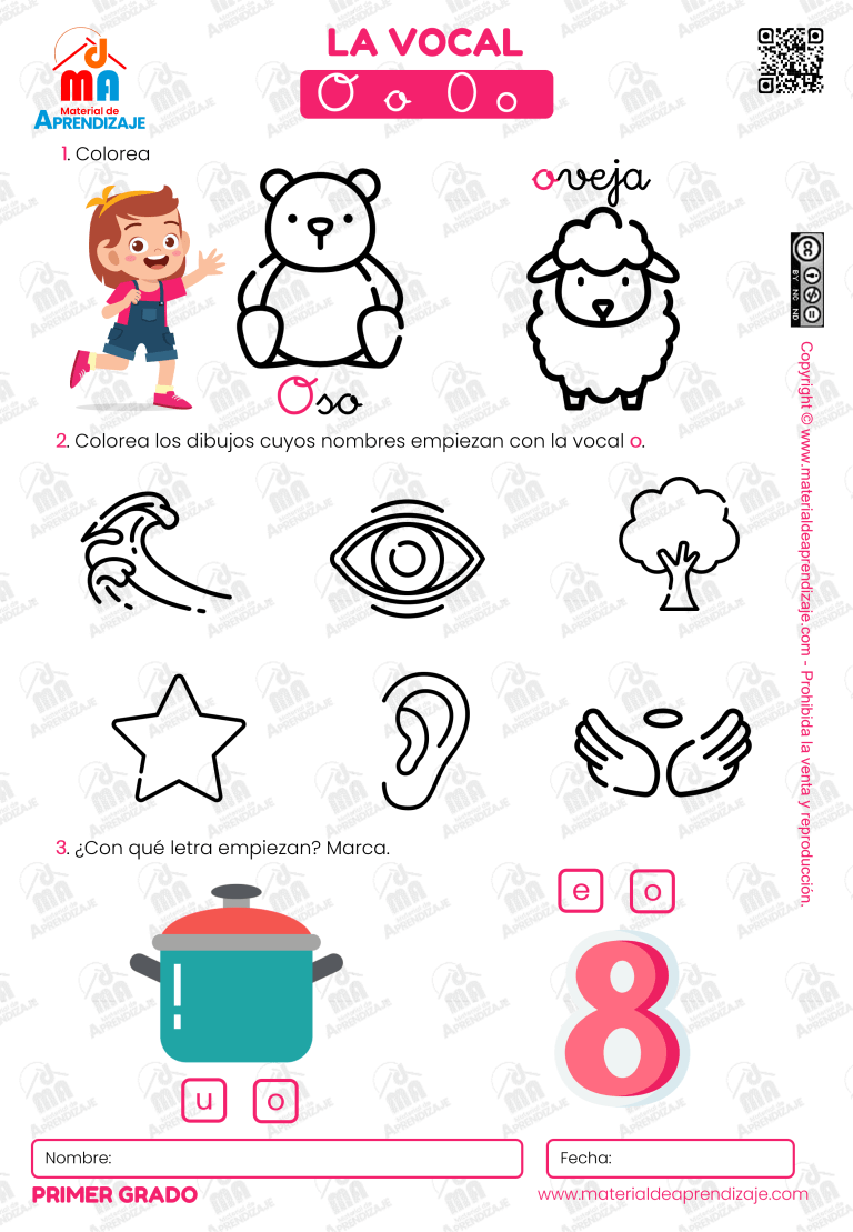 La vocal o: Lecto-escritura “Material de aprendizaje” : Material de ...