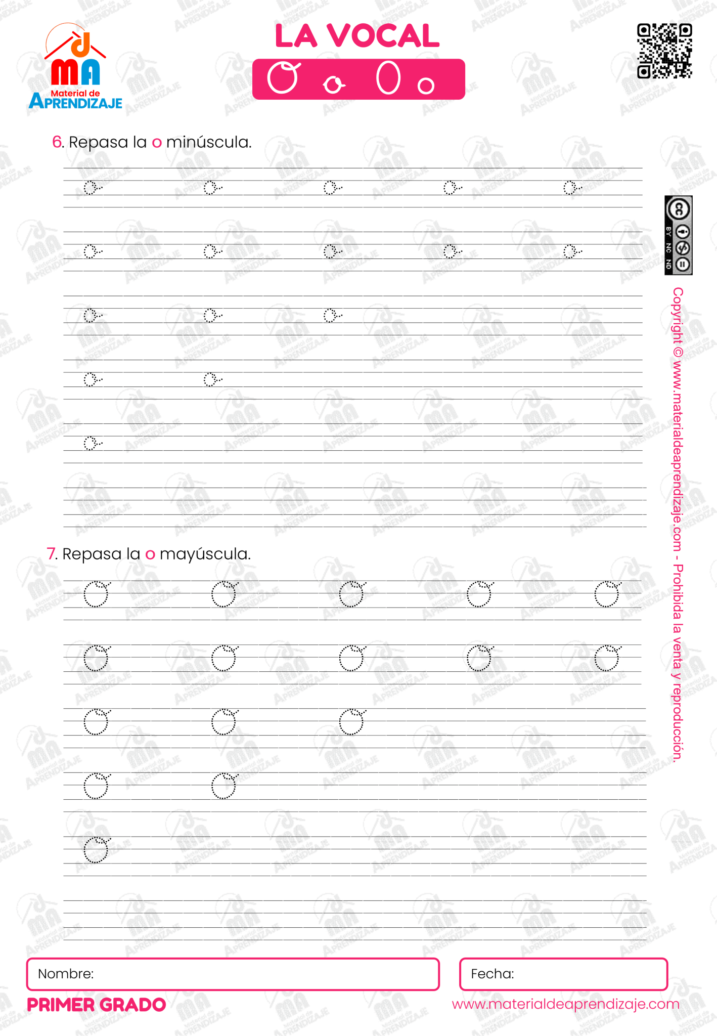 La vocal o: Lecto-escritura “Material de aprendizaje” : Material de ...