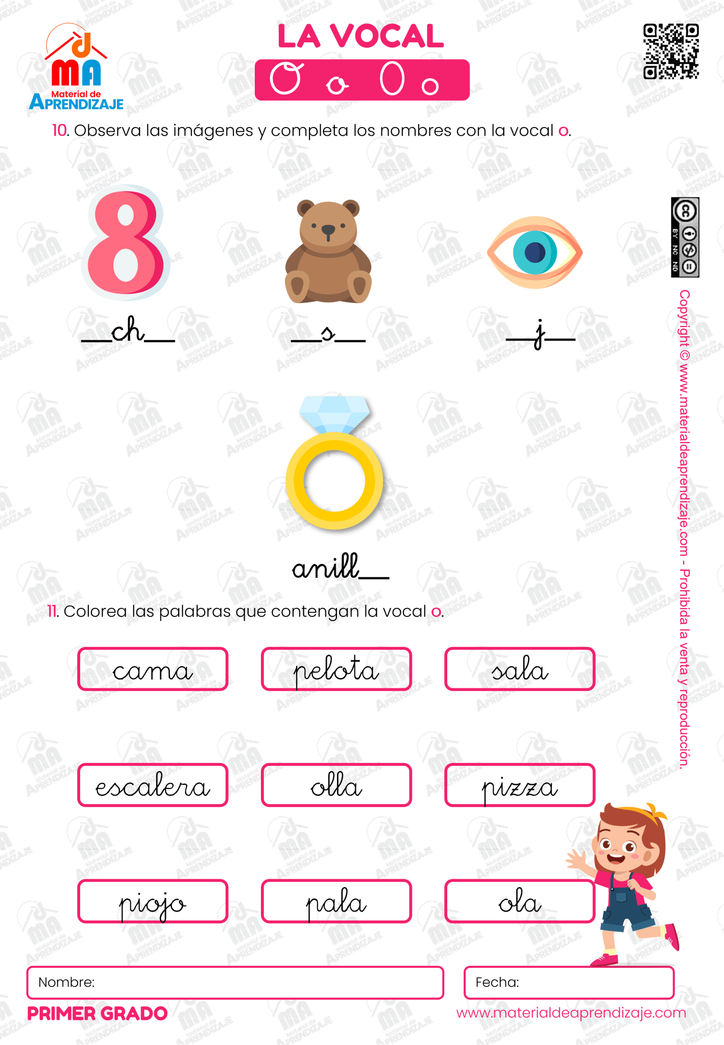 La vocal o: Lecto-escritura “Material de aprendizaje” : Material de ...