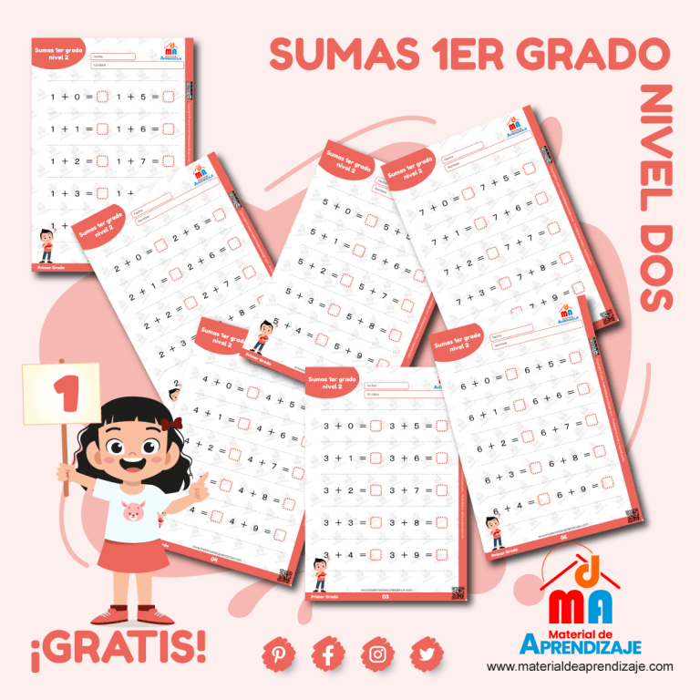 Sumas para primer grado nivel 2 | Material de Aprendizaje