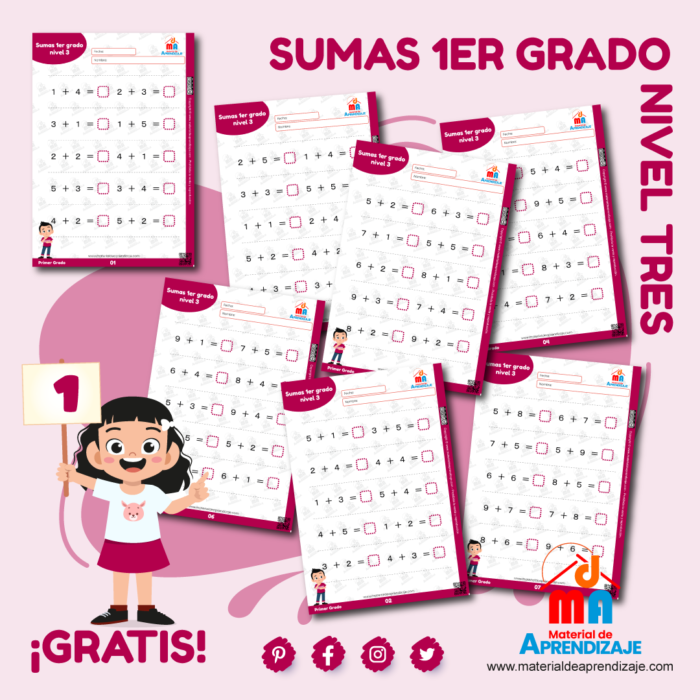Cuaderno en pdf de sumas para primer grado - 66 fichas | Material de ...