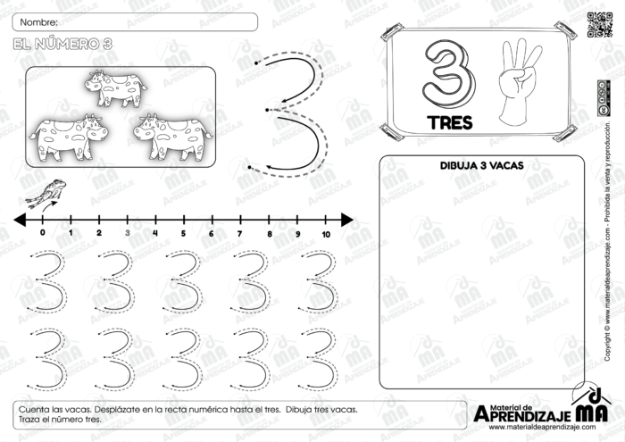 Trazos de números del 1 al 9
