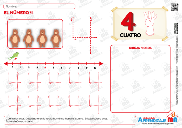 Fichas de aplicación “El número 4” | Material de Aprendizaje