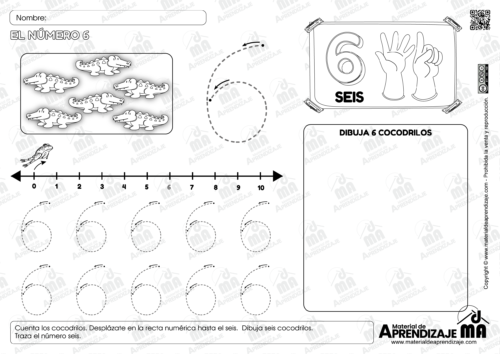 Fichas de aplicación “El número 6” | Material de Aprendizaje