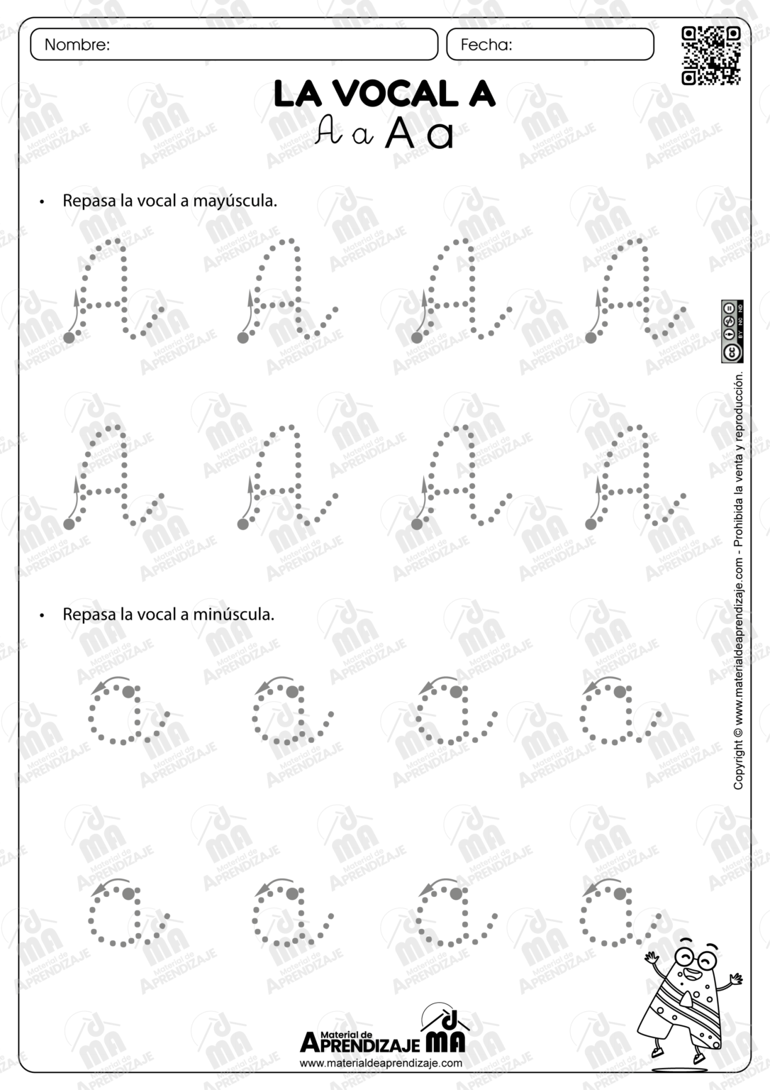 Lecto-escritura la vocal a - Material de Aprendizaje