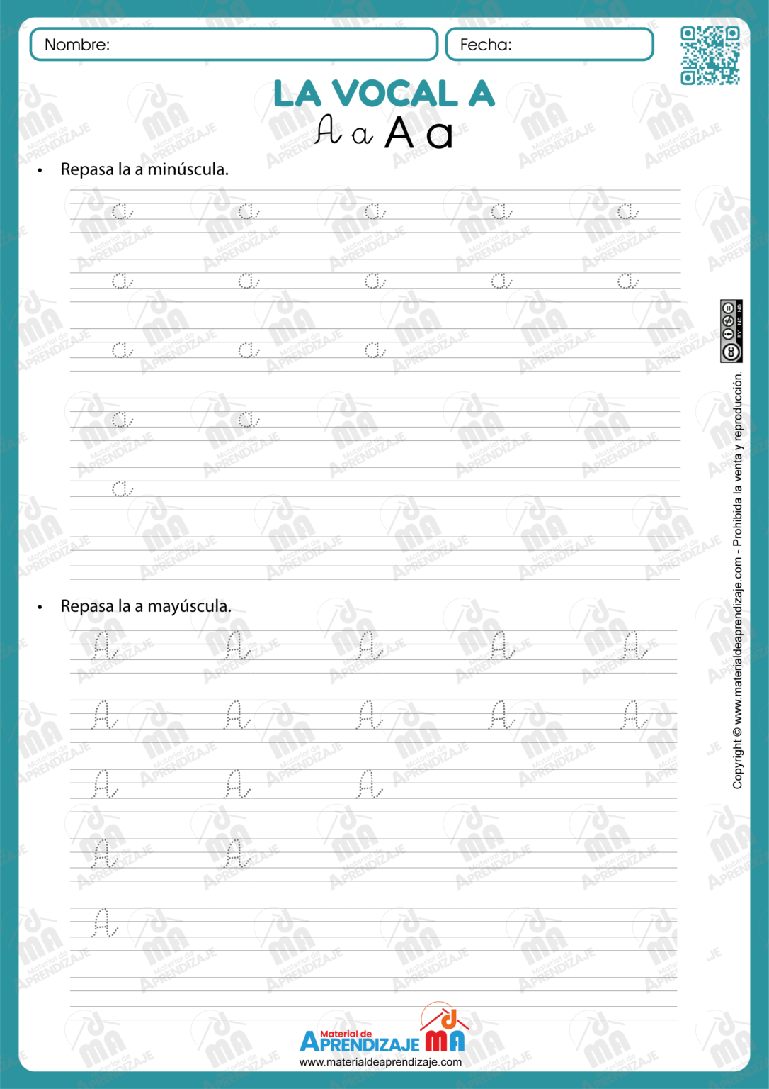 Lecto-escritura la vocal a - Material de Aprendizaje
