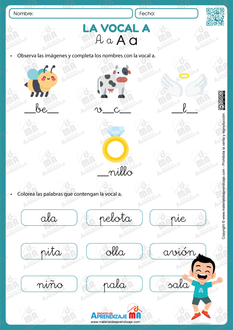 Lecto-escritura la vocal a - Material de Aprendizaje