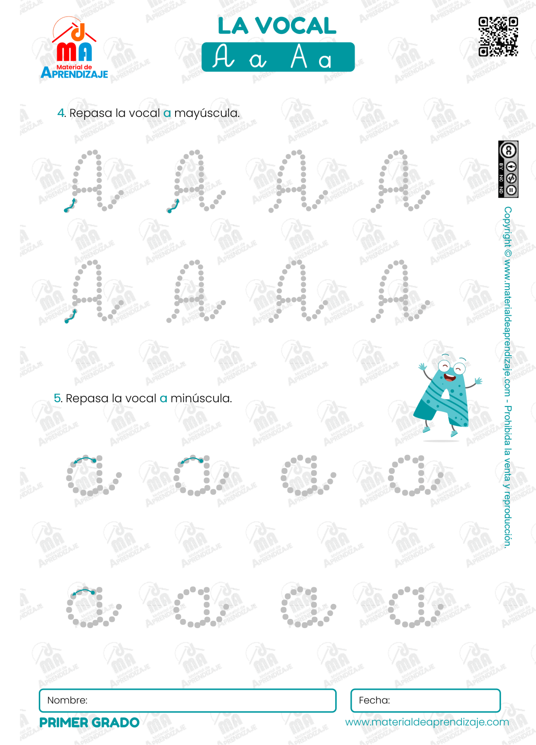 Lecto-escritura la vocal a - Material de Aprendizaje