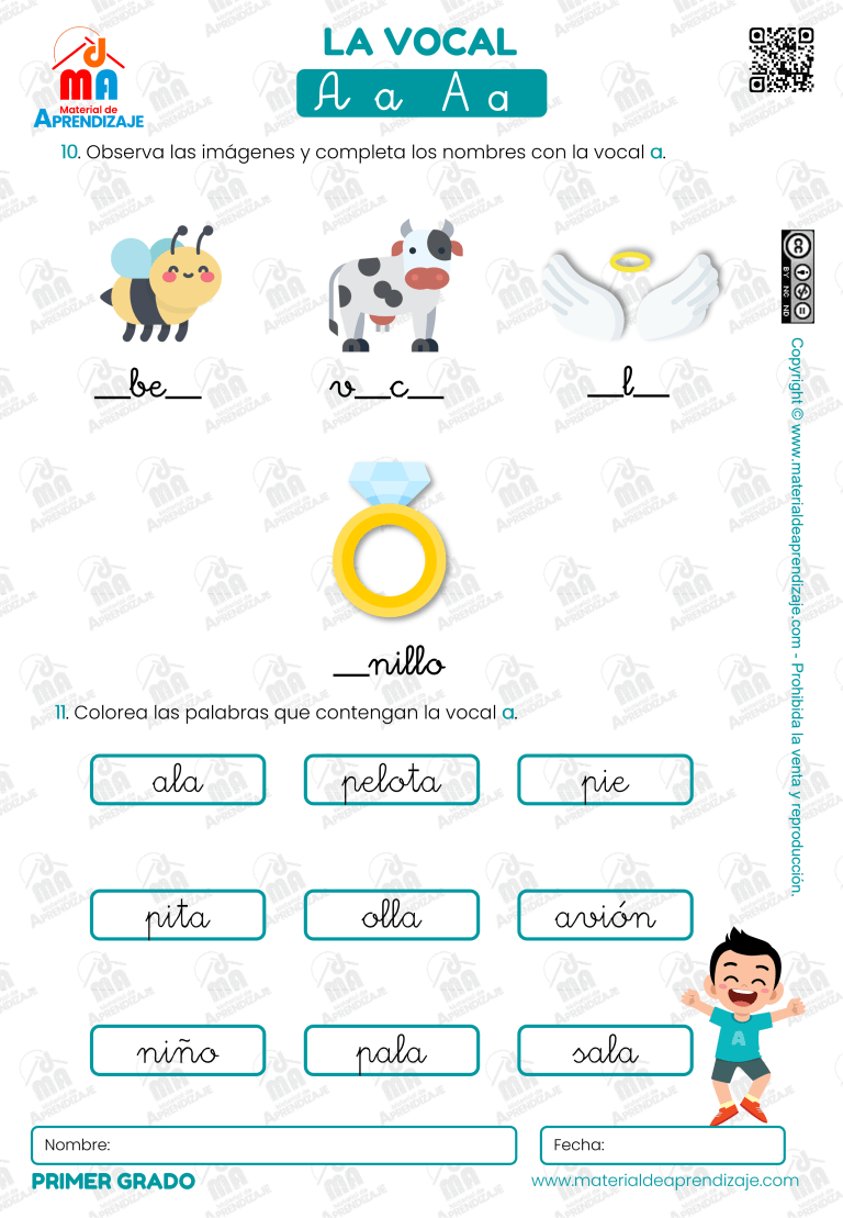 Lecto-escritura la vocal a - Material de Aprendizaje