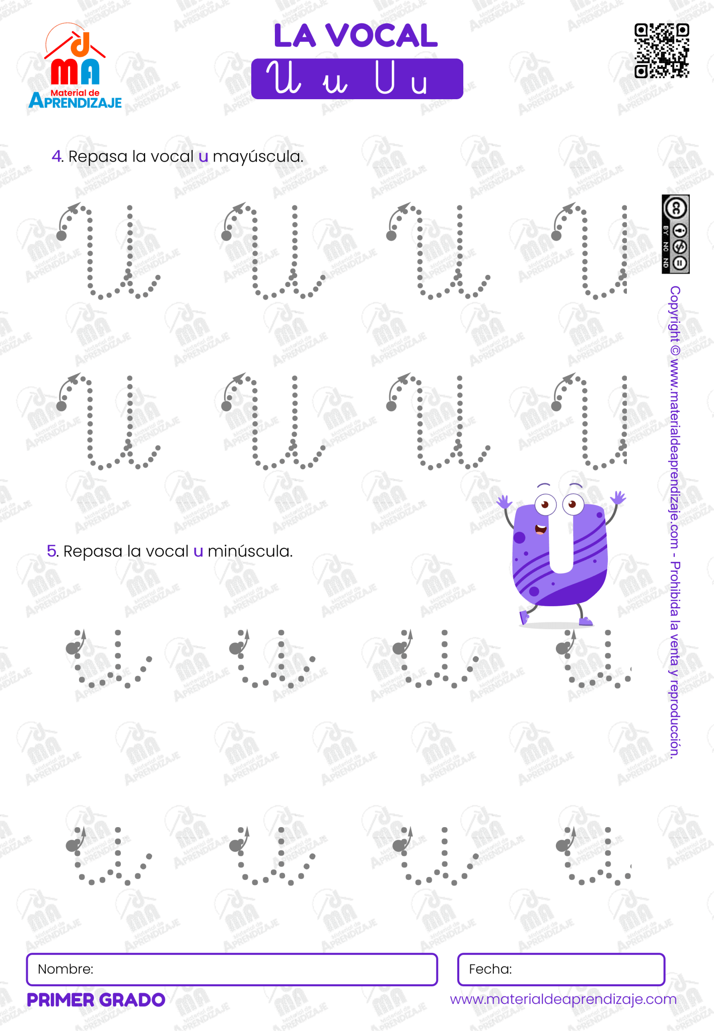 La vocal u: Lecto-escritura “Material de aprendizaje” : Material de ...