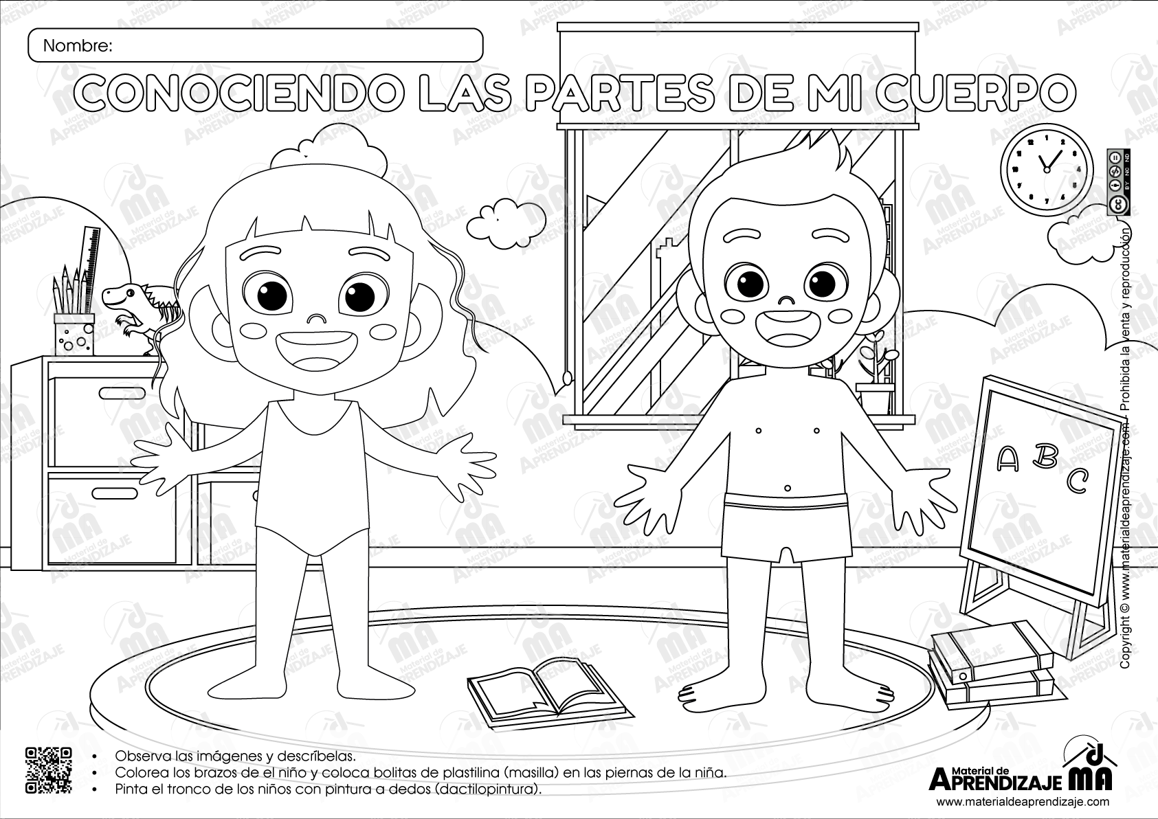 Fichas de trabajo - Partes del cuerpo para niños de 2 años | Material ...