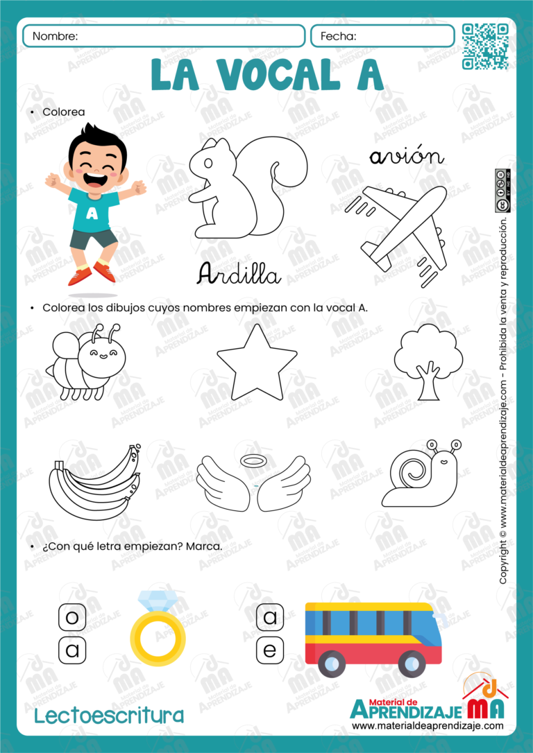 Lecto-escritura la vocal a - Material de Aprendizaje
