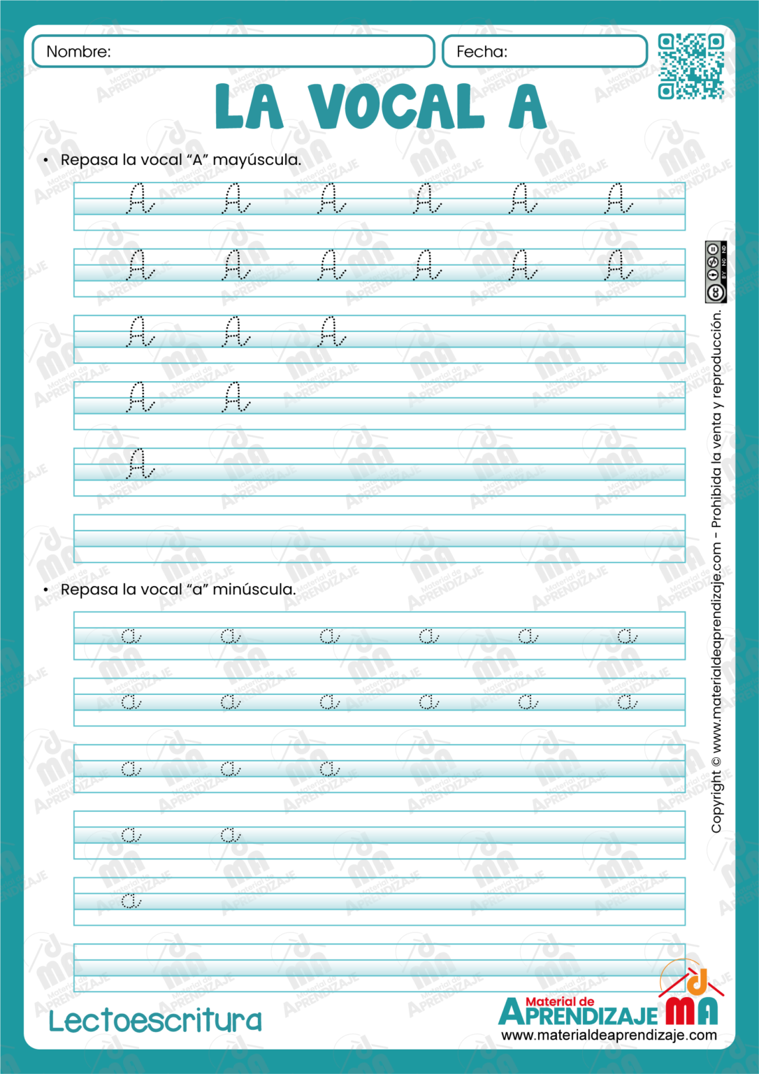 Lecto-escritura la vocal a - Material de Aprendizaje