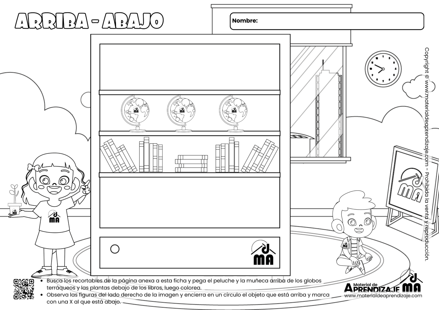 📚 Fichas de Nociones Espaciales "Arriba - Abajo" para Niños de 5 Años 🎈 ...
