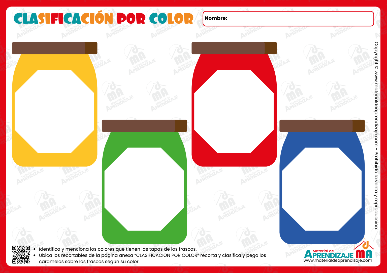 Clasificación por color 🎨🍬- Preescolar 3 años | Material de Aprendizaje